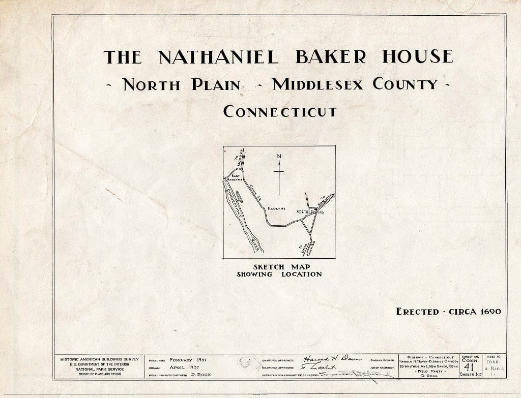Blueprint HABS Conn,4-NOPLA,1- (Sheet 0 of 10) - Nathaniel Baker House – Historic Pictoric