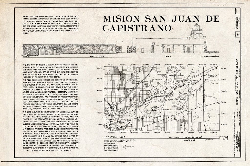 Blueprint HABS TEX,15-SANT.V,3- (Sheet 1 of 17) - Mission San Juan de – Historic Pictoric