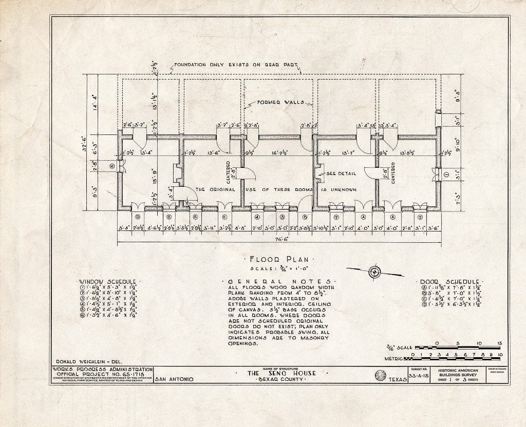 Blueprint HABS TEX,15-SANT,5- (Sheet 1 of 3) - Magnus Seng House, San – Historic Pictoric