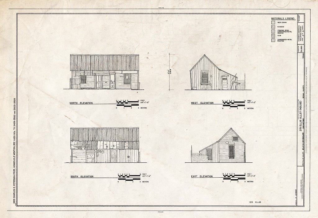 Blueprint HABS TEX,15-SANT,55- (Sheet 2 of 3) - 215 Ellis Alley (House – Historic Pictoric