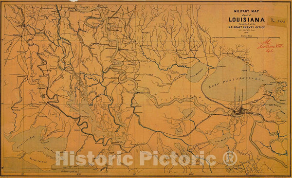 Historic Nautical Map - Military Map Of Part Of Louisiana, 1863 Civil ...