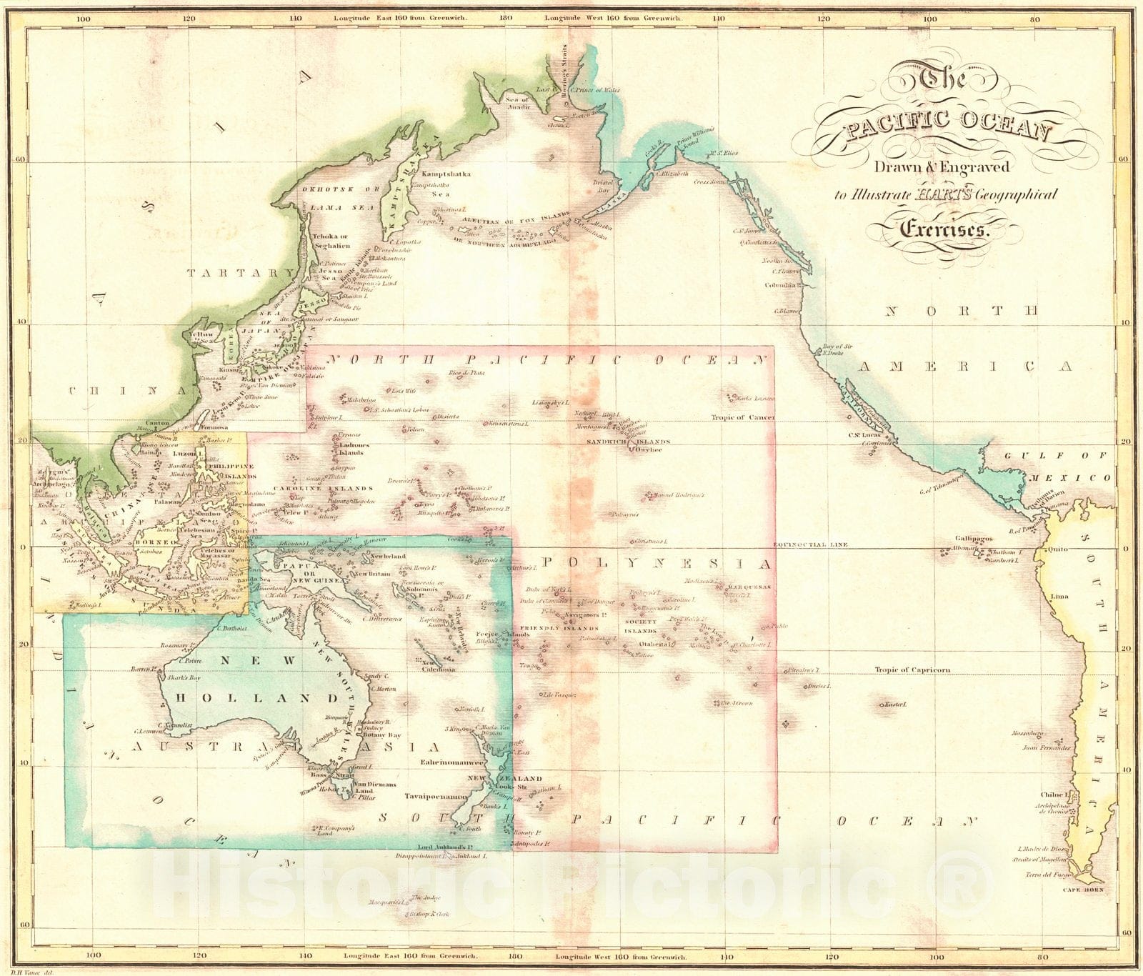 Historic Map : 1828 The Pacific Ocean : Vintage Wall Art – Historic ...
