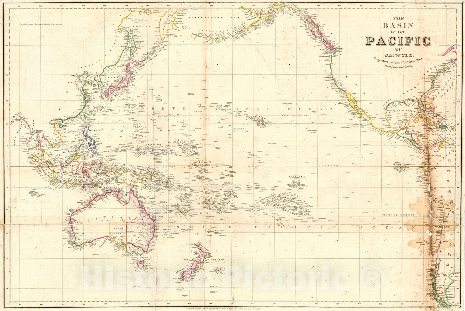 Historic Map : 1840 The Basin of the Pacific : Vintage Wall Art ...