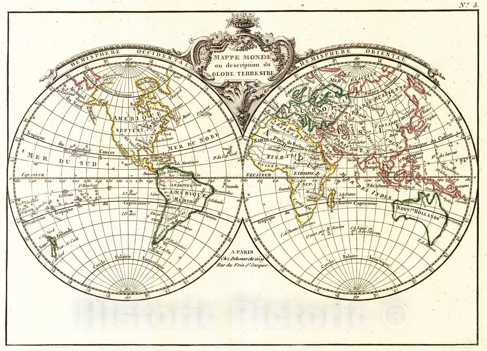 Historic Map : 1793 Mappe Monde ou description du Globe Terrestre : Vi – Historic Pictoric