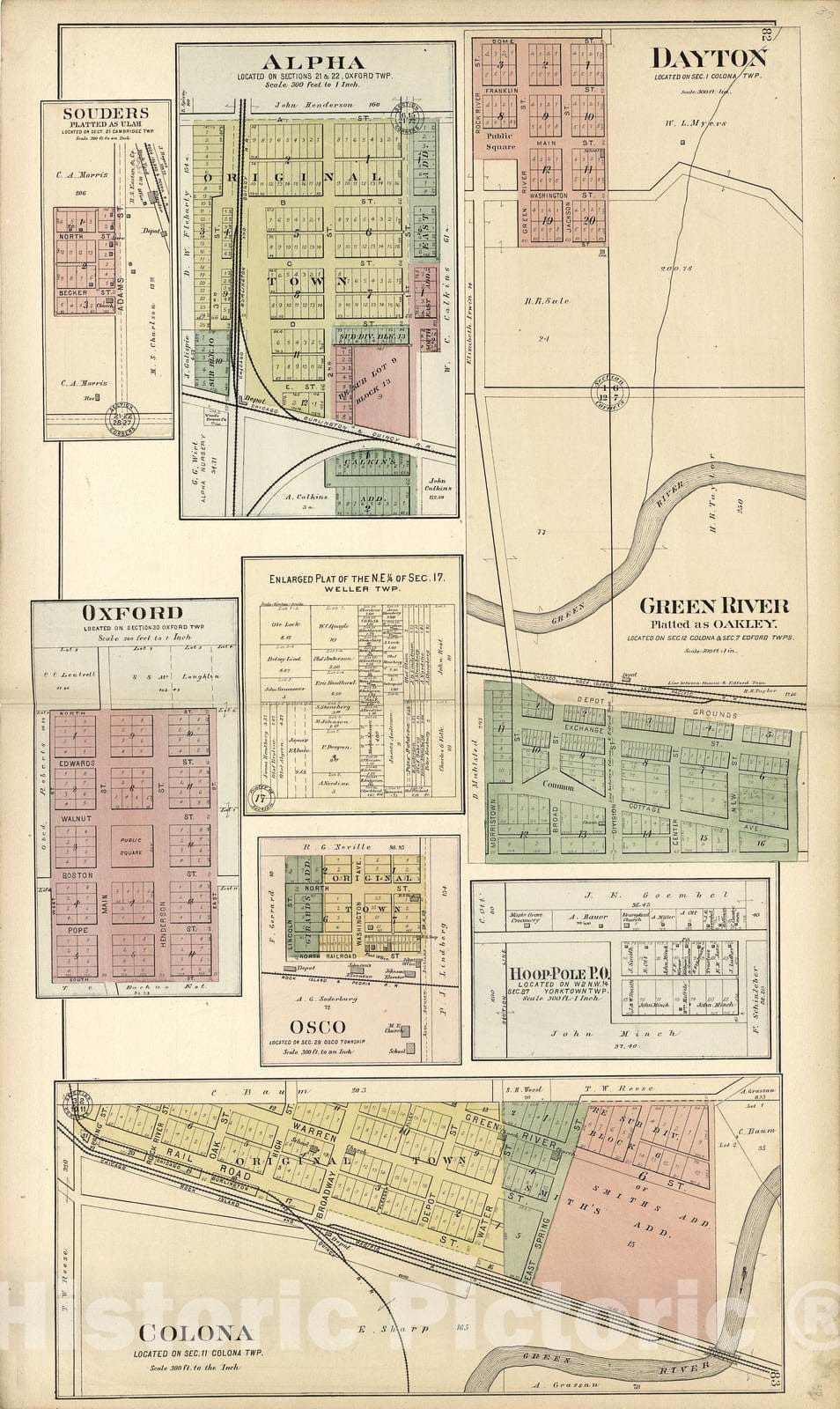 Historic 1893 Map - Plat Book of Henry County, Illinois - Souders; Alp – Historic Pictoric