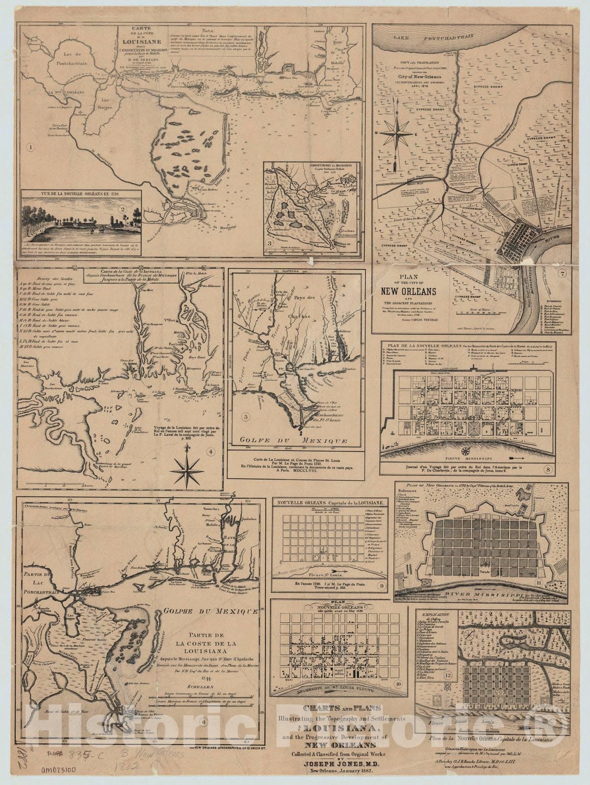 Historic Map : Louisiana 1882 1, Charts and plans illustrating the top ...