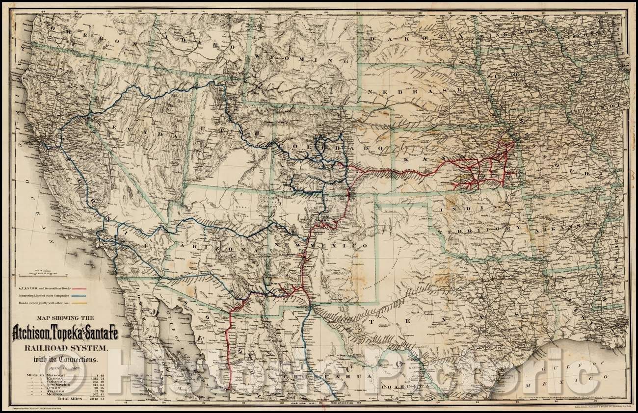 Historic Map - Map Showing The Atchison Topeka and Santa Fe Railroad S – Historic Pictoric