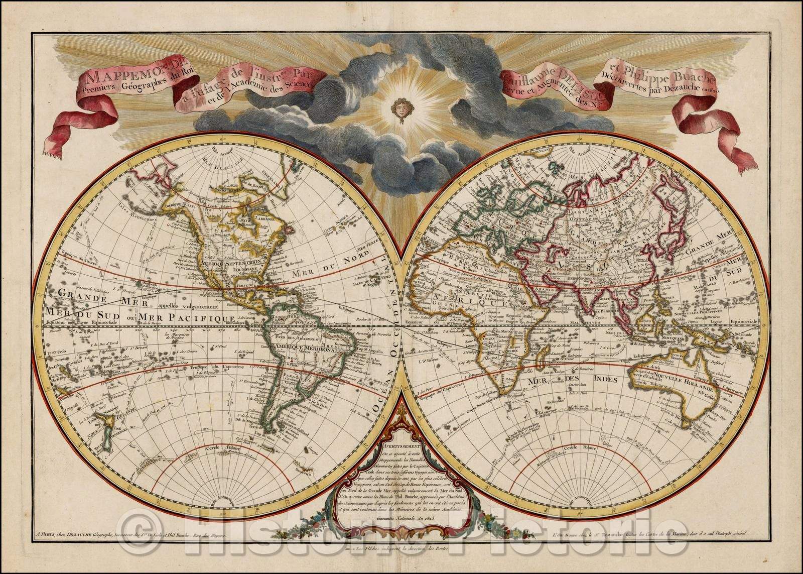 Historic Map - Mappemonde a l'usage du Roy Par Guillaume Delisle et Ph – Historic Pictoric