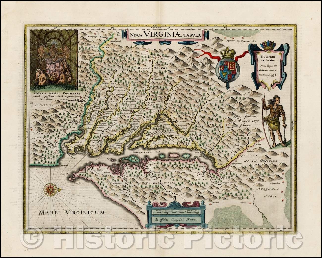 Historic Map - Nova Virginiae Tabula, 1665, Willem Janszoon Blaeu - Vi – Historic Pictoric
