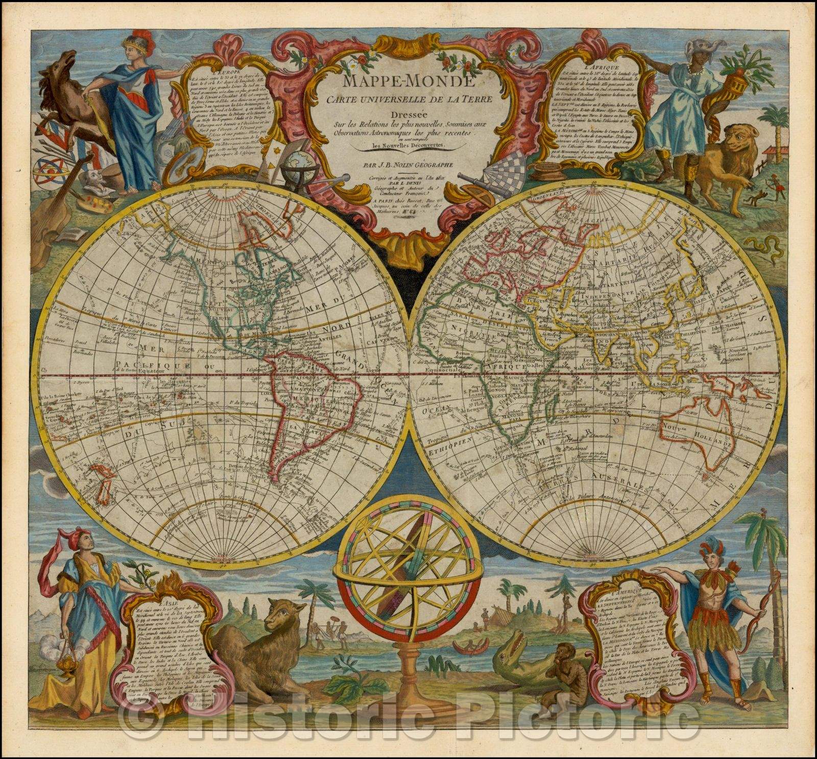 Historic Map - Mappe-Monde Carte Universelle de la Terre Dressee Sur l – Historic Pictoric
