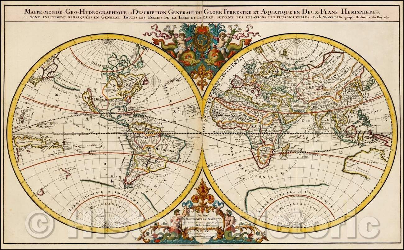 Historic Map - Mappe-Monde Geo-Hydrographique, Plans-Hemispheres/Geo-H – Historic Pictoric