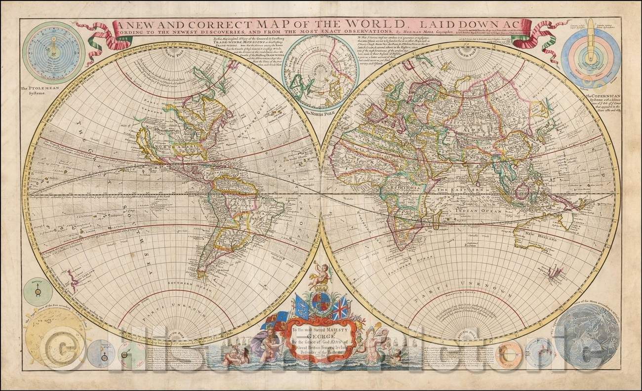 Historic Map - A New and Correct Map of the World Laid Down According ...