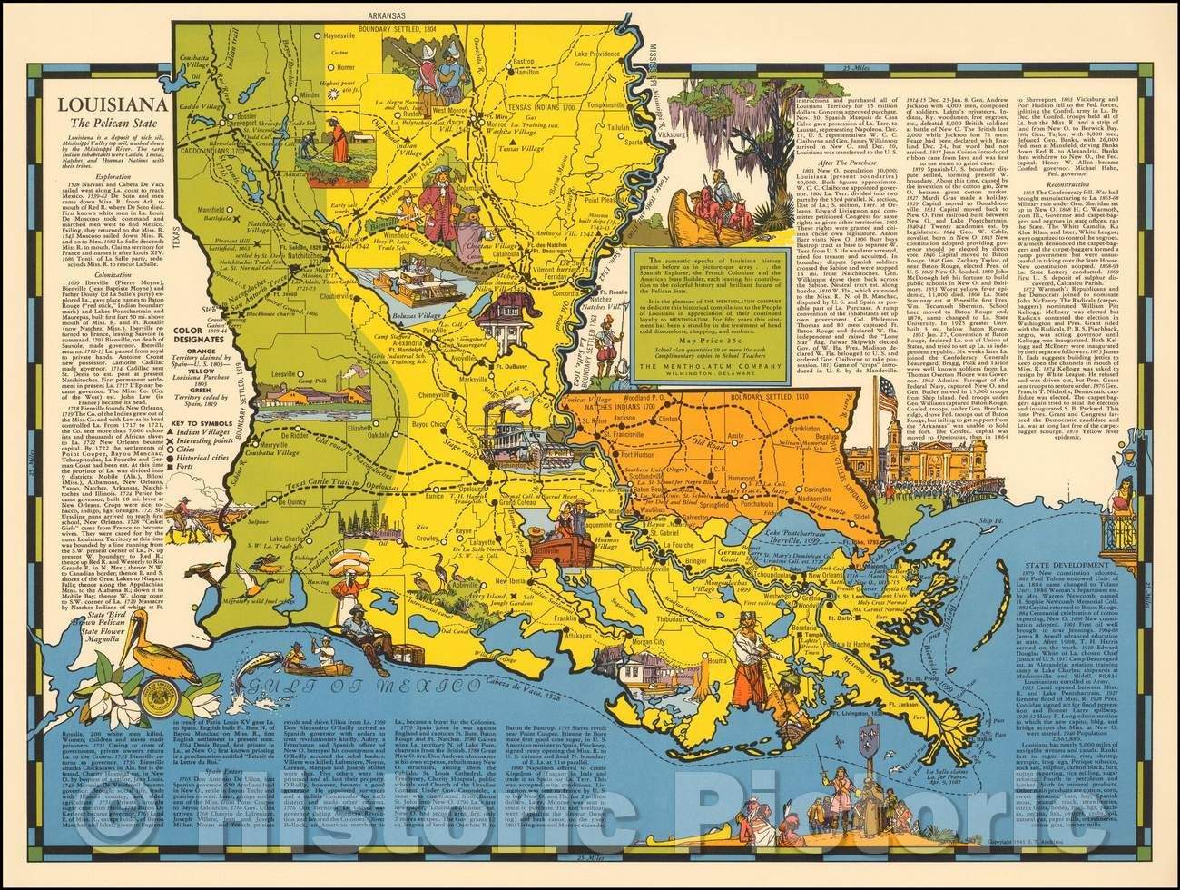 Historic Map - Louisiana The Pelican State, 1941, R.T. Aitchison v2 ...