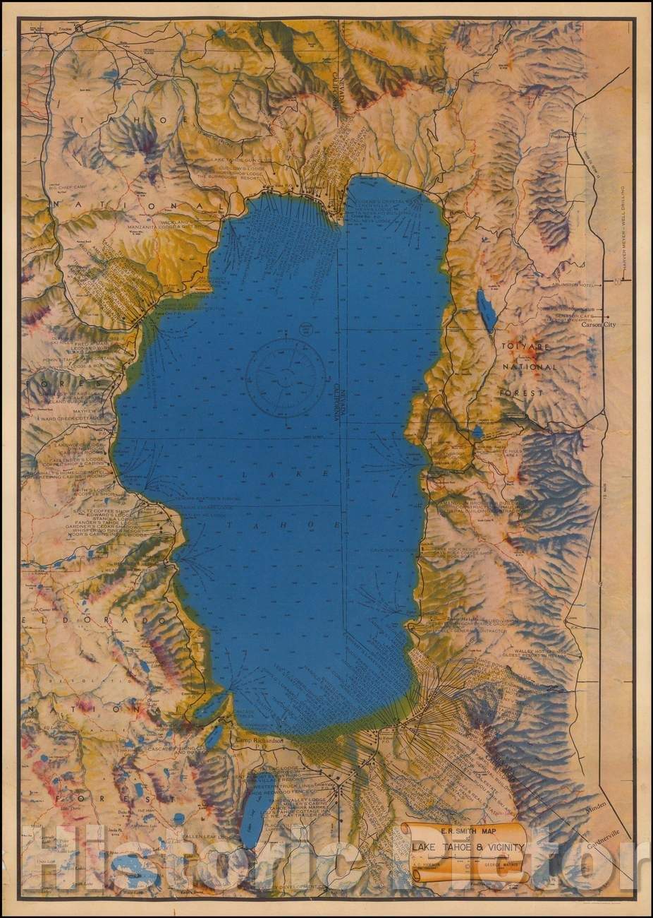Historic Map - E.R. Smith Map of Lake Tahoe & Vicinity, 1947, E. R. Sm ...