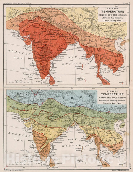Historic Map Average Temperature During The Hot Season Average Temp Historic Pictoric