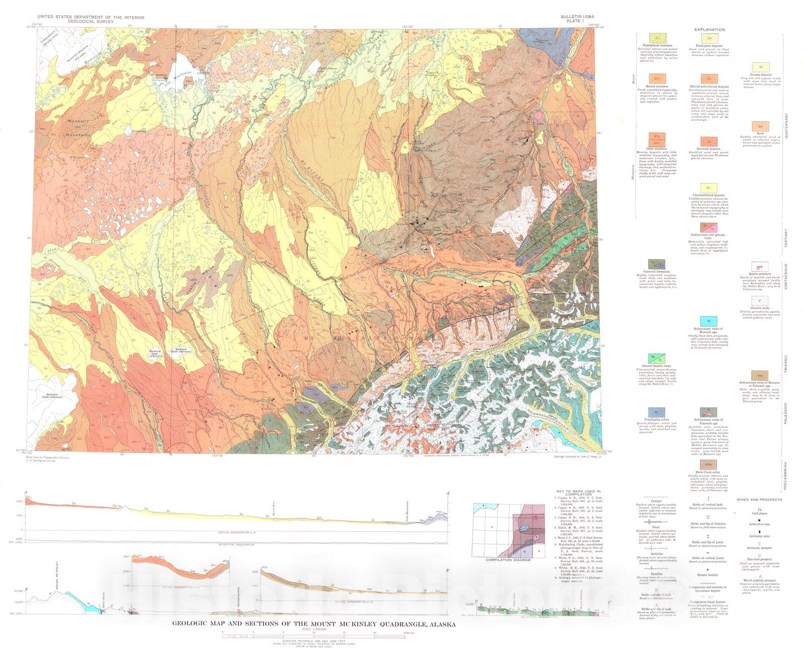 Map : Geology of the Mount McKinley quadrangle, Alaska, 1961 Cartograp ...
