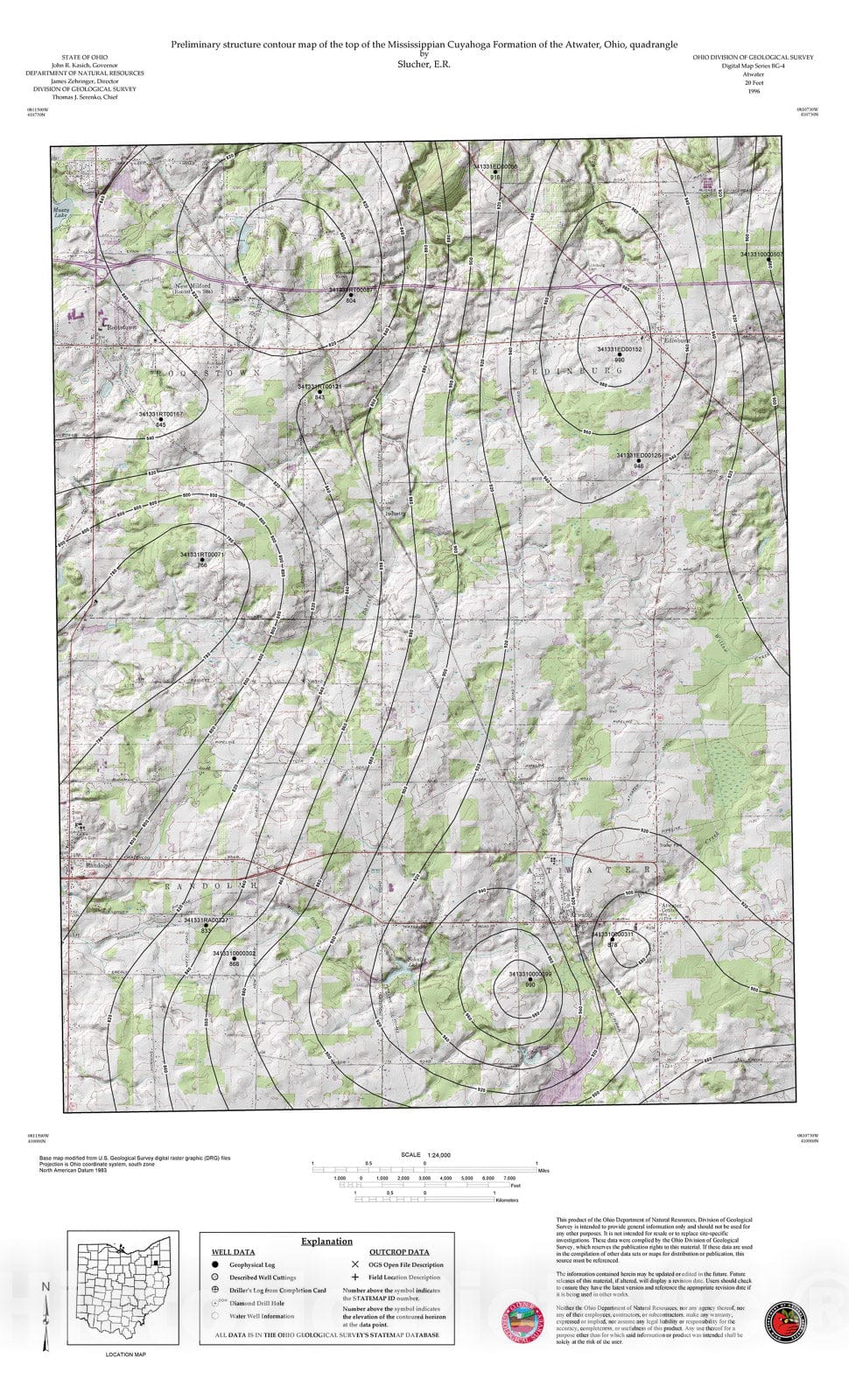 Map : Preliminary structure contour map of the top of the Mississippia ...