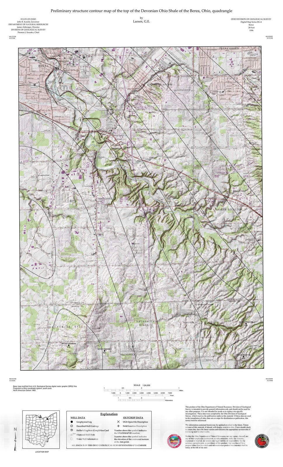 Map : Preliminary structure contour map of the top of the Devonian Ohi ...