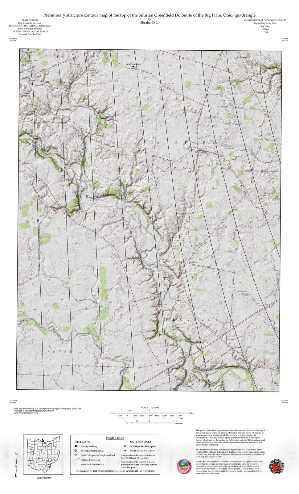 Map : Preliminary structure contour map of the top of the Silurian Gre ...