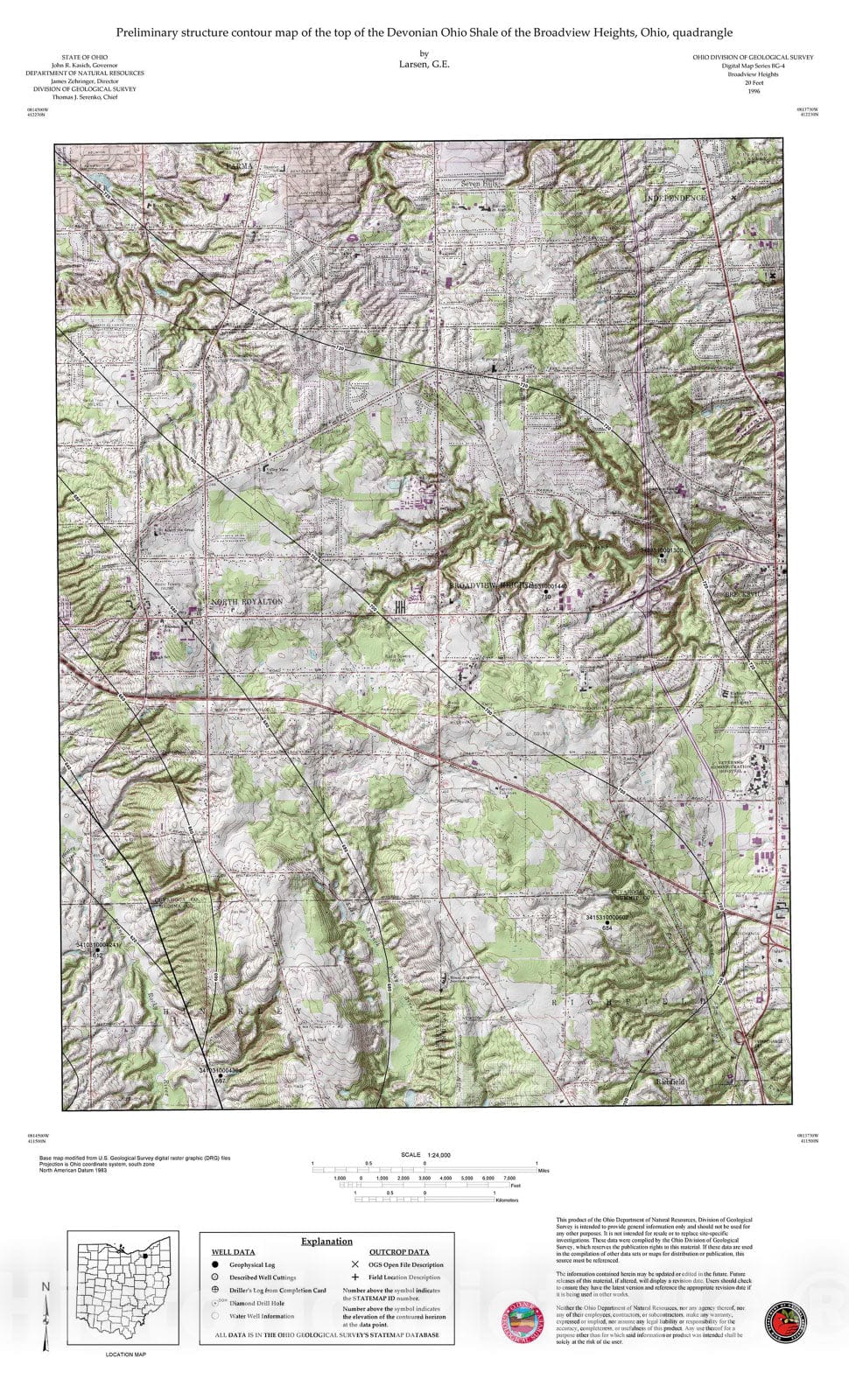 Map : Preliminary structure contour map of the top of the Devonian Ohi ...