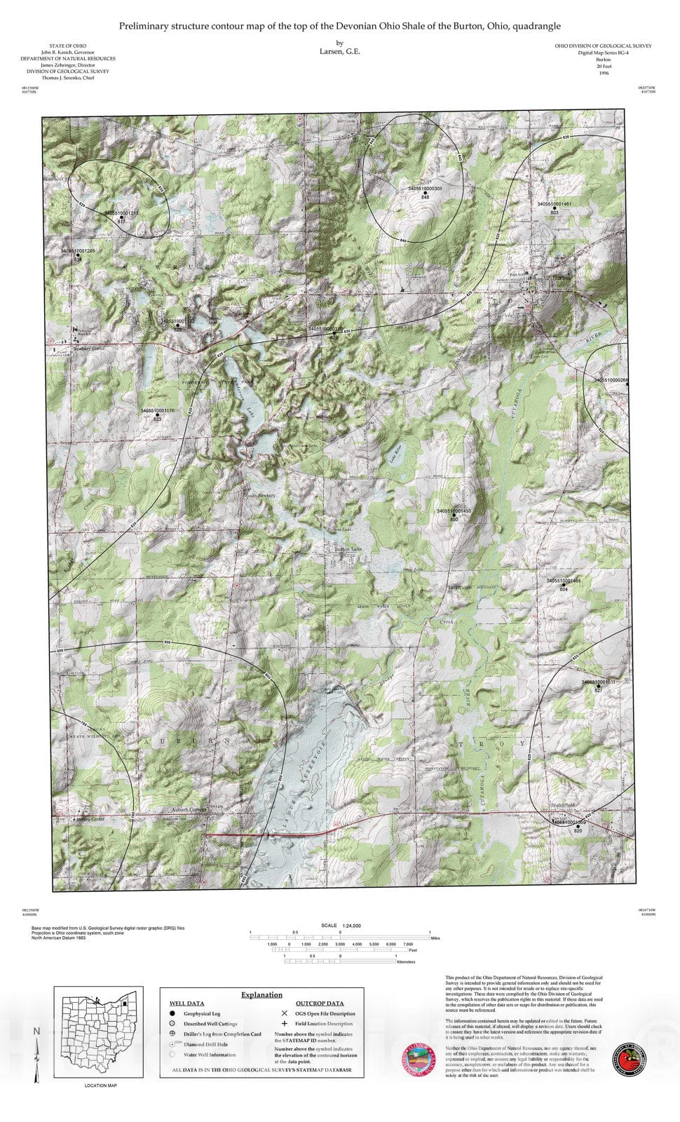 Map : Preliminary structure contour map of the top of the Devonian Ohi ...