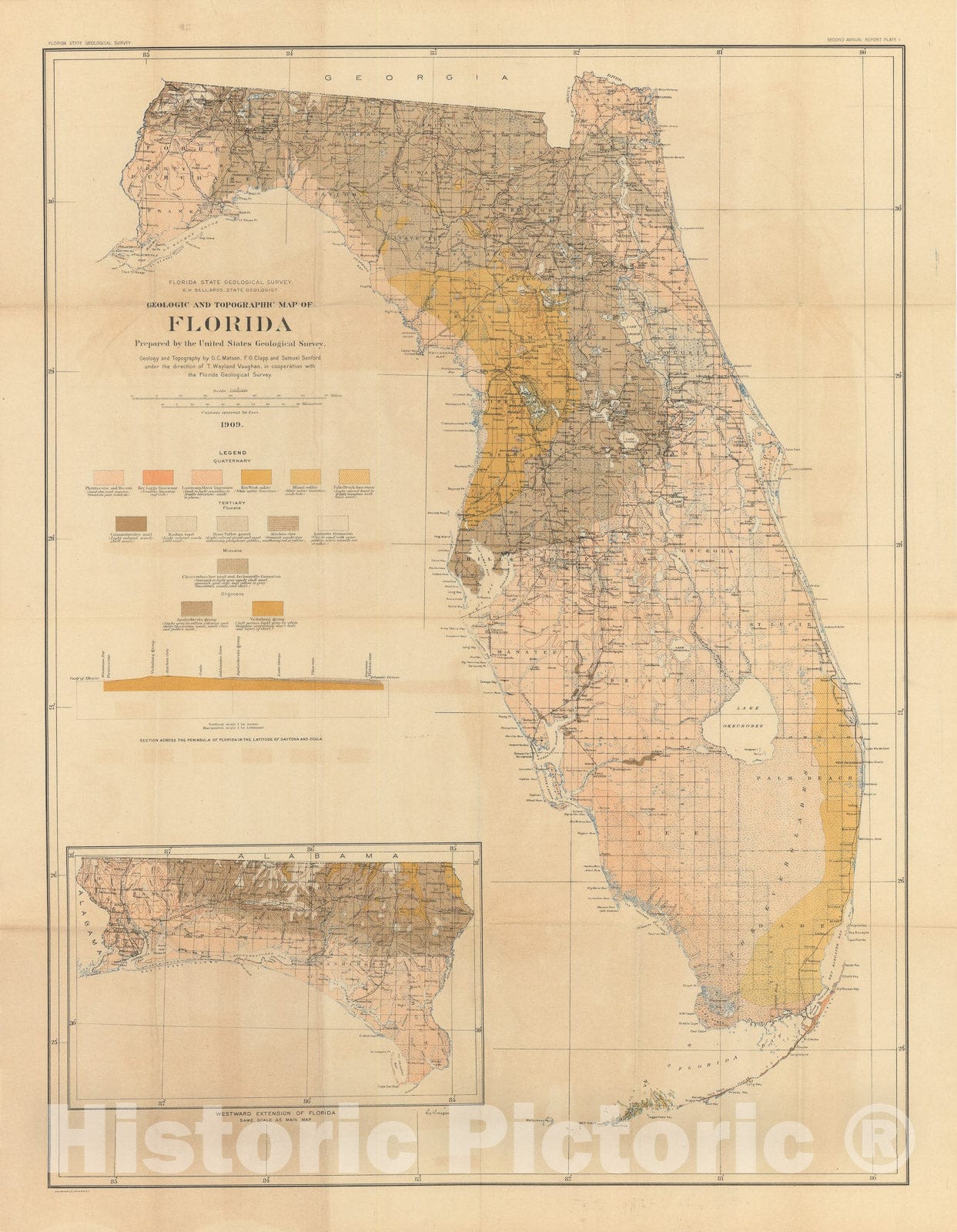 Map : A preliminary report on the geology of Florida with special refe ...