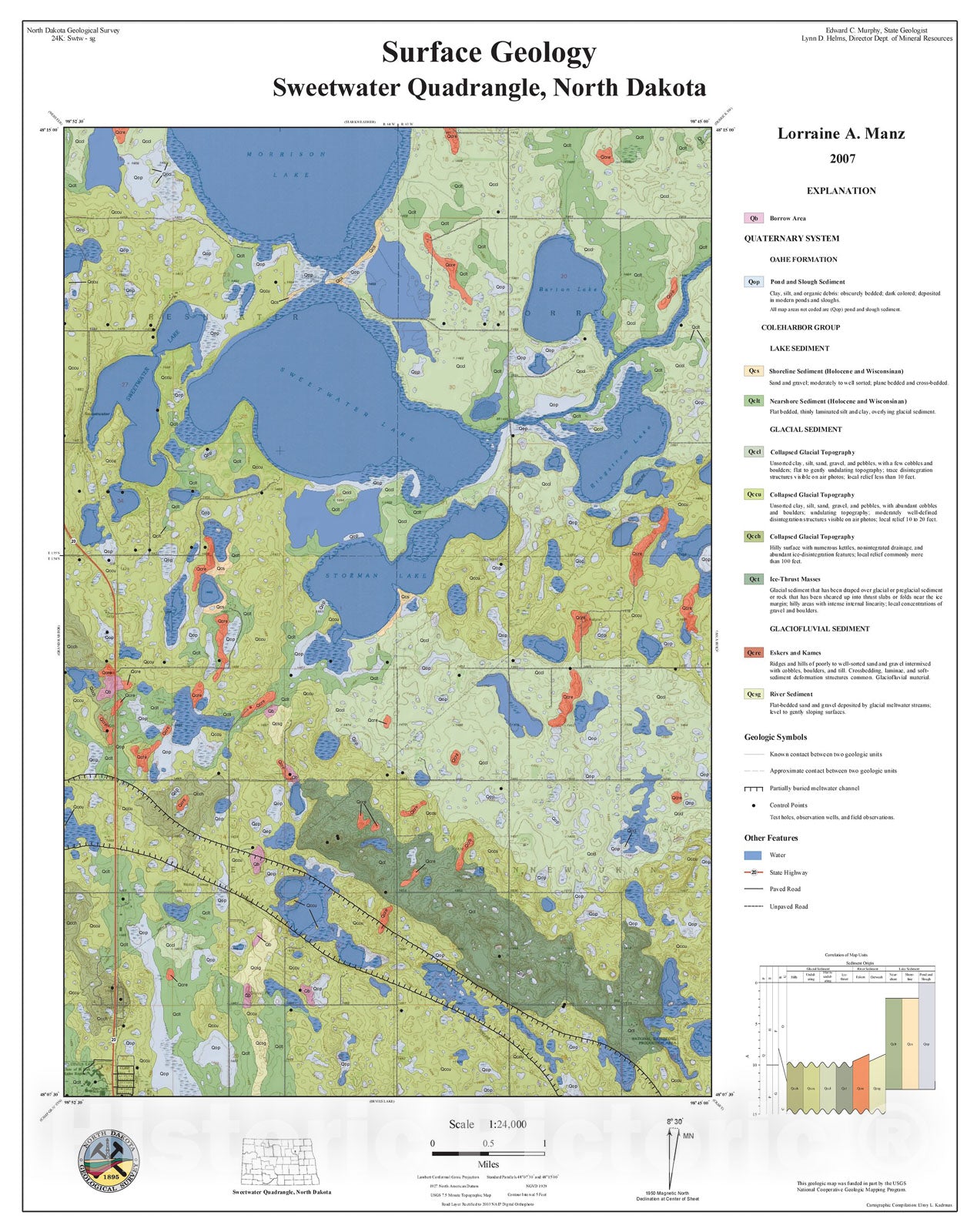 Map : Surface geology - Sweetwater quadrangle, North Dakota, 2007 Cart ...