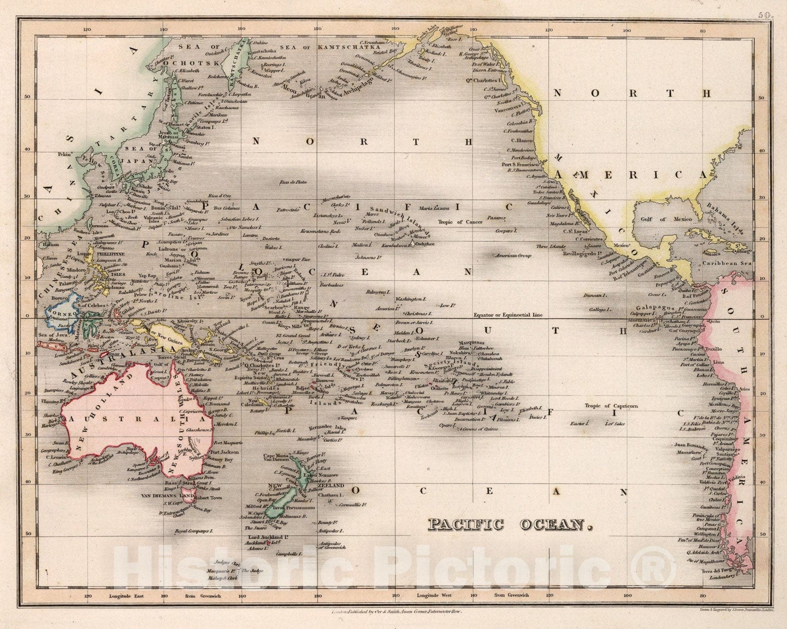 Historic Map : Pacific Ocean., 1832, Vintage Wall Art – Historic Pictoric