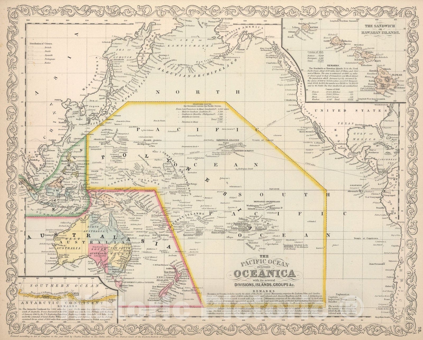 Historic Map : Pacific Ocean, 1857, Vintage Wall Art – Historic Pictoric