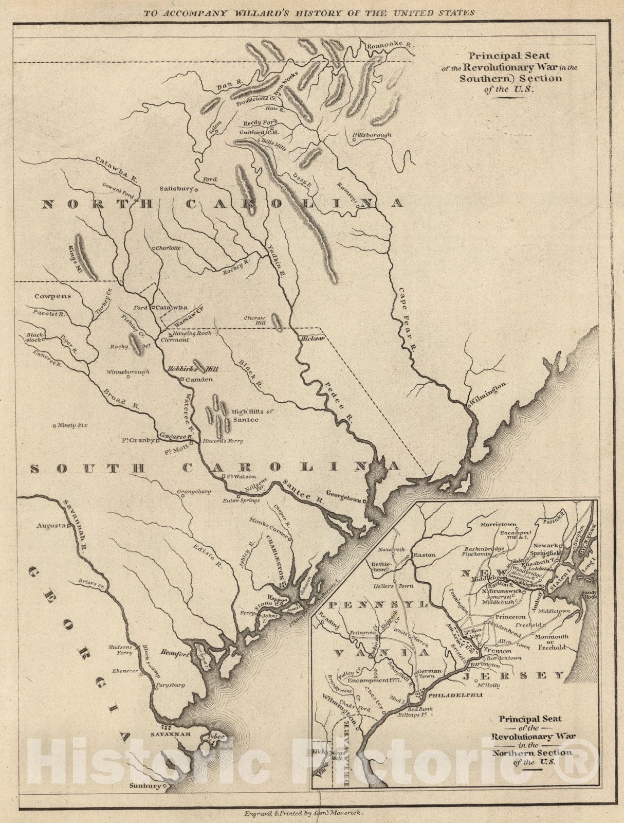 Historic Map : Principal Seat of the Revolutionary War in the Southern ...