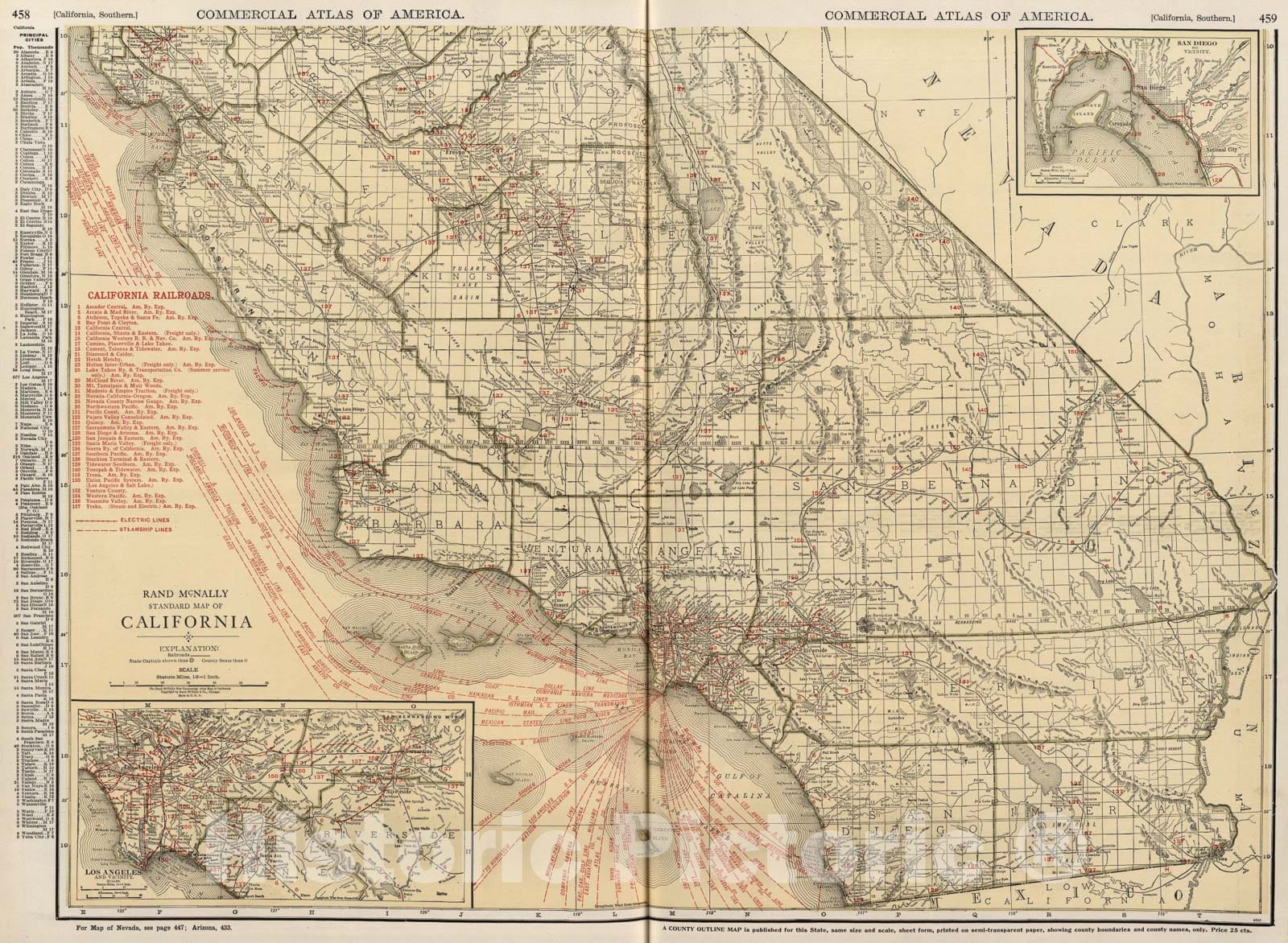 Historic Map : California (Southern Section)., 1924, Vintage Wall Art – Historic Pictoric