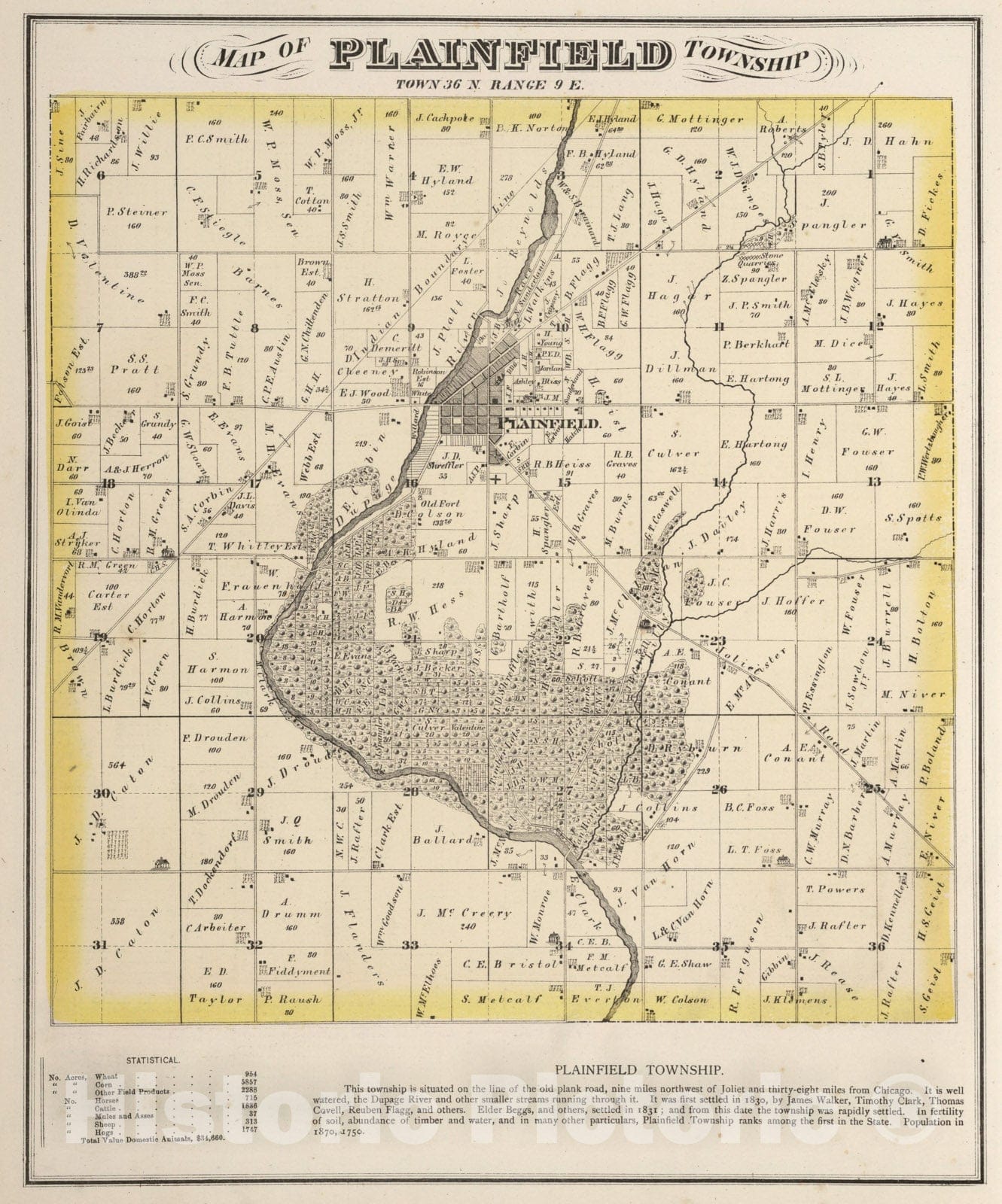 Historic Map : Plainfield Township, Town. thirty-six N. Range nine E., – Historic Pictoric