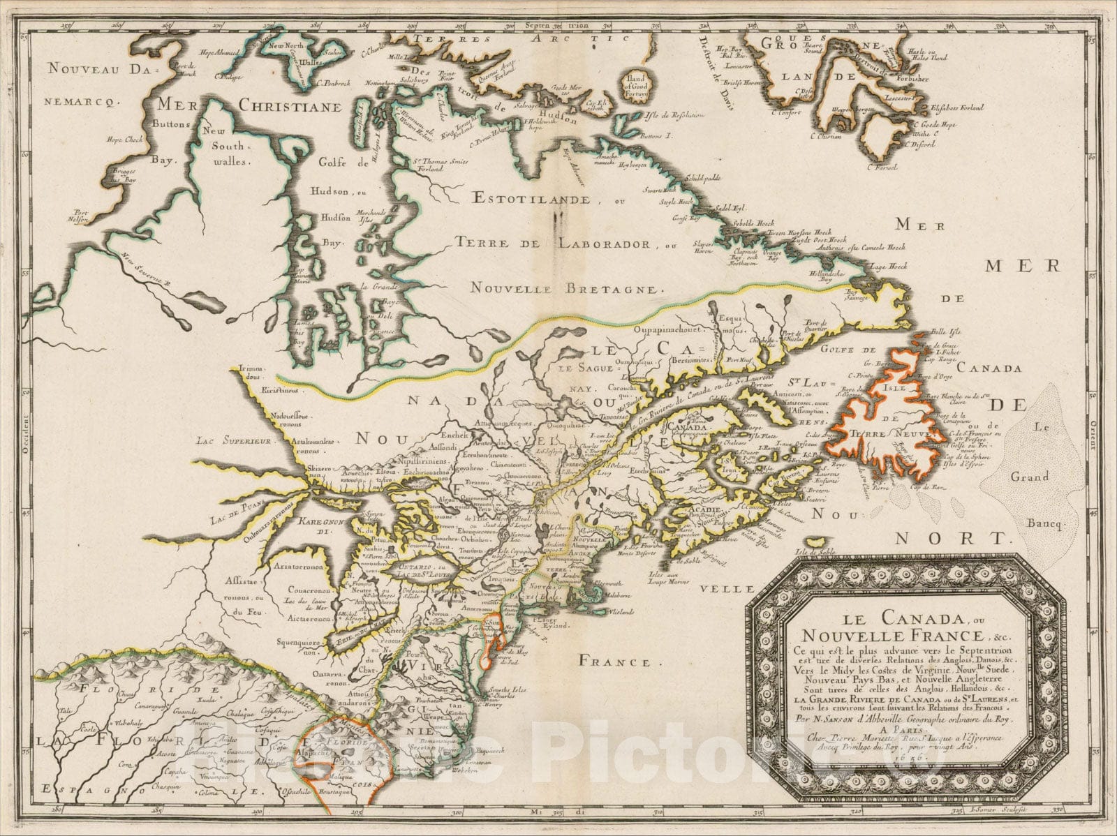 Historic Map : Le Canada ou Nouvelle France &c. Ce qui set les plus ad ...