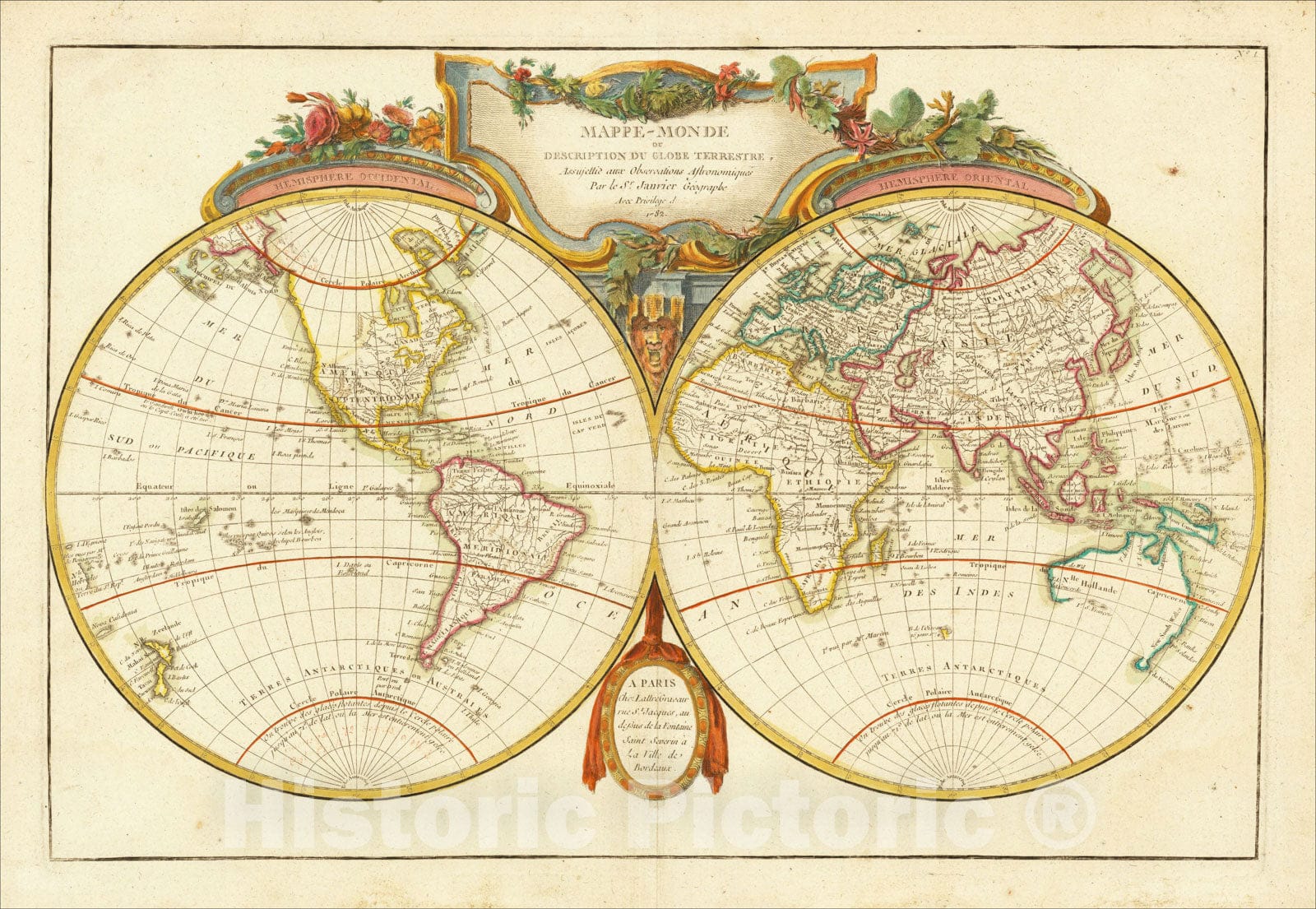 Historic Map : Mappe-Monde ou Description Du Globe Terrestre, 1782, 17 – Historic Pictoric