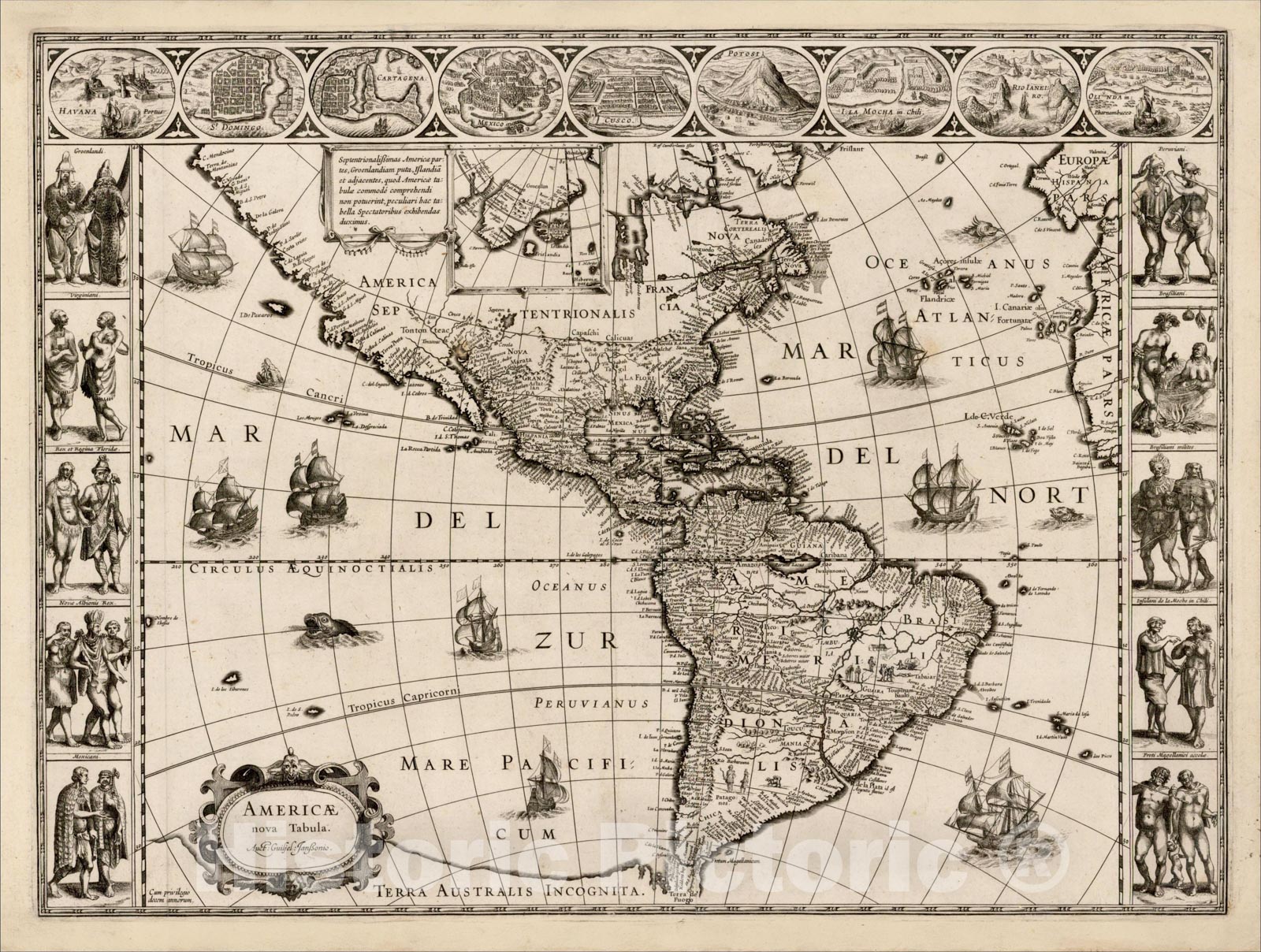 Historic Map : Americae Nova Tabula, 1617, , Vintage Wall Art – Historic Pictoric