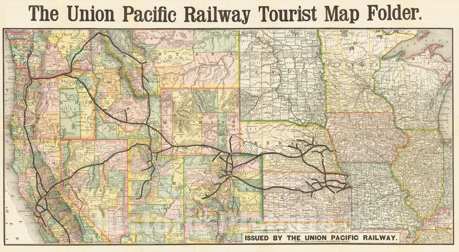 Historic Map : The Union Pacific Railway Tourist Map Folder, Tourists ...