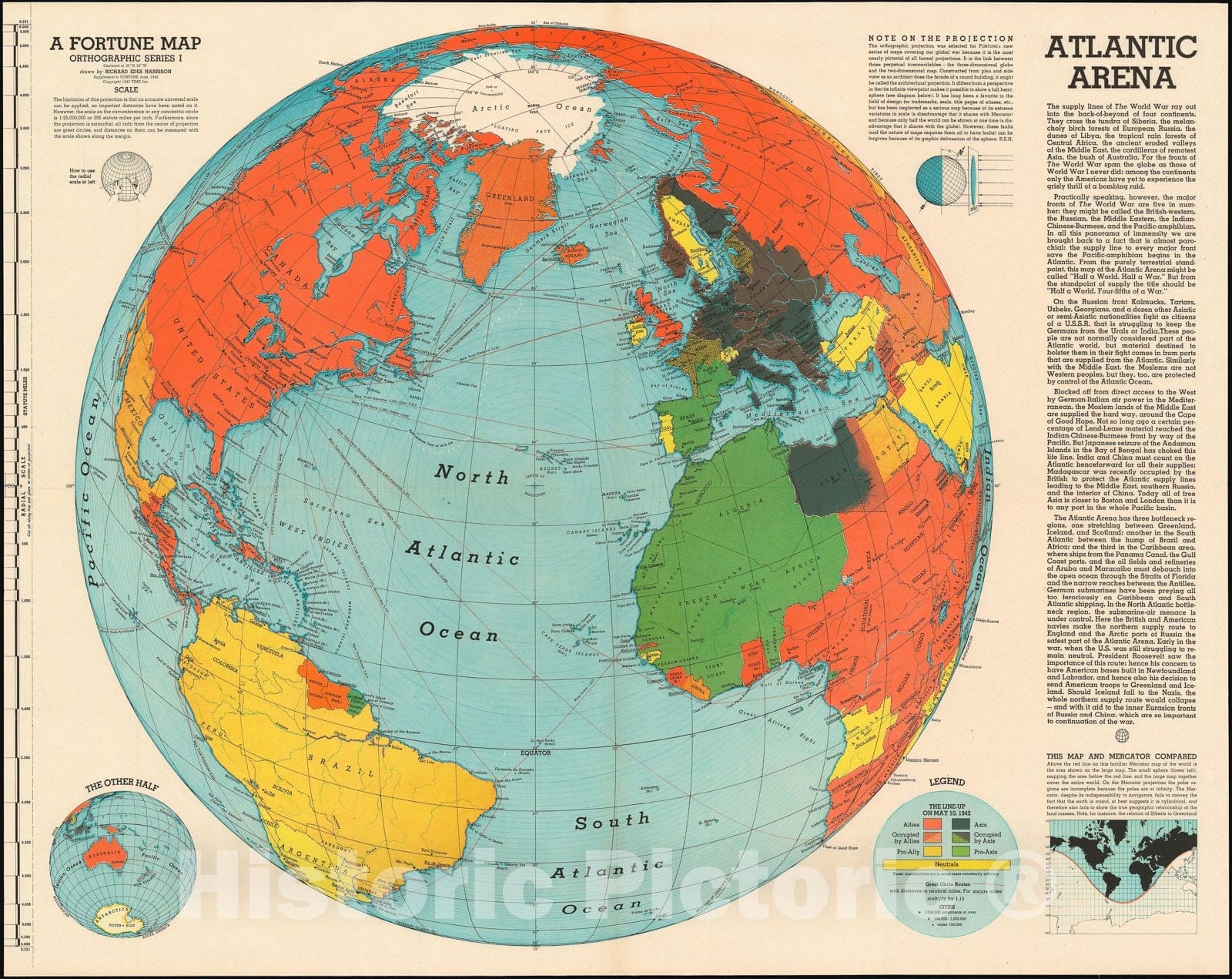 Historic Map : The World during World War II, Harrison, 1942, Vintage ...
