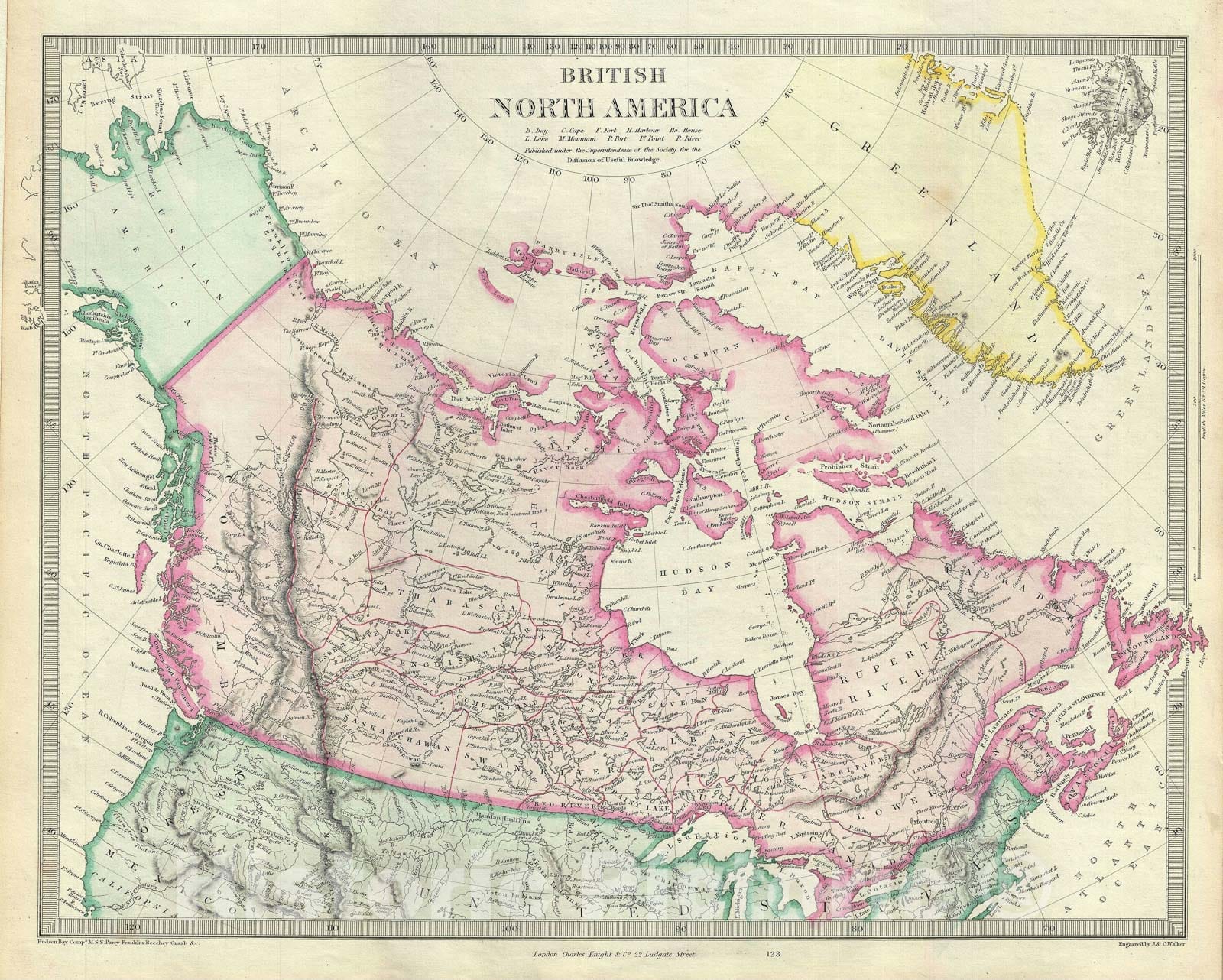 Historic Map : British North America or Canada, S.D.U.K., 1848, Vintag ...