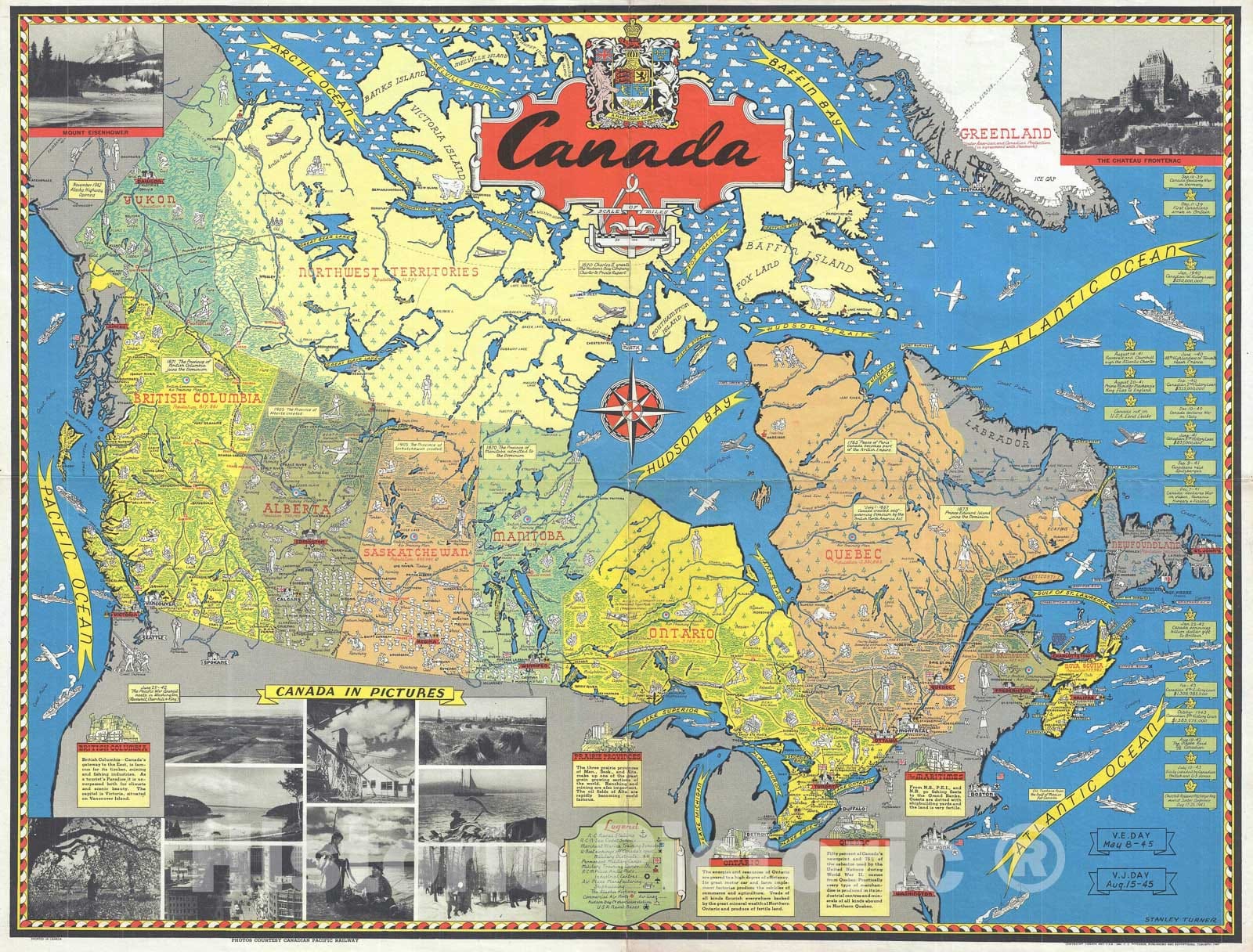 Historic Map : Turner Pictorial Map of Postwar Canada, 1945, Vintage W ...