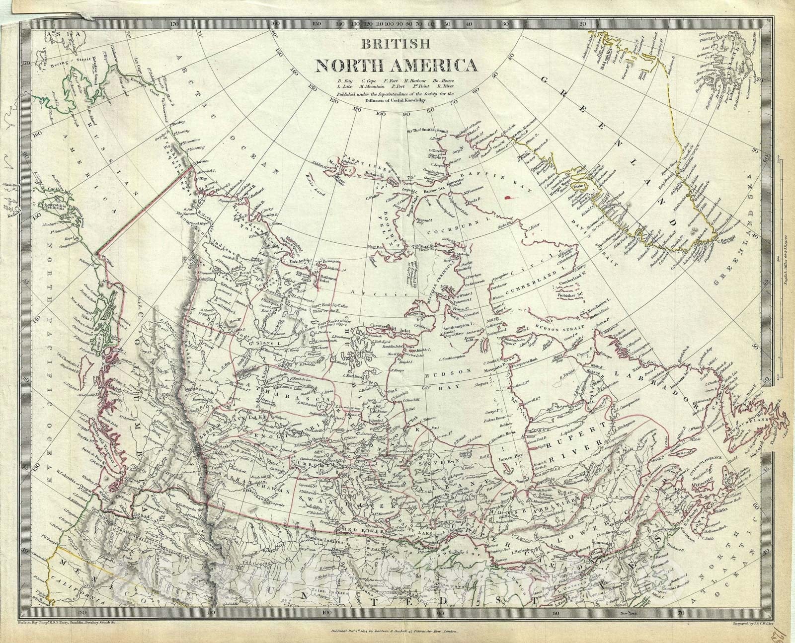Historic Map : British North America or Canada, S.D.U.K, 1834, Vintage ...