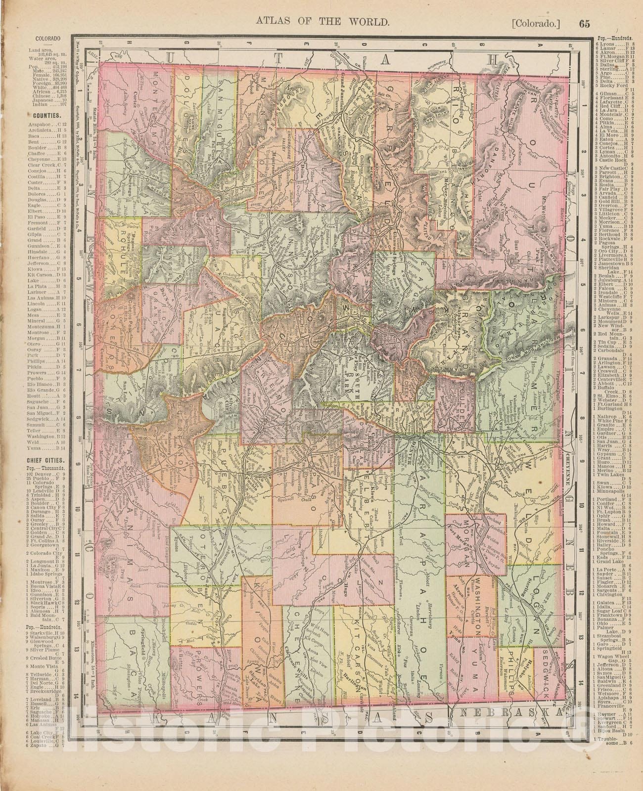 Historic Map : Colorado 1900 , Universal Atlas World , Vintage Wall Ar ...