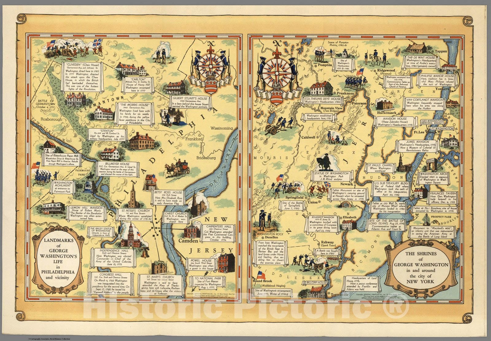 Historic Map : Pocket Map, Landmarks of George Washington's life. The ...