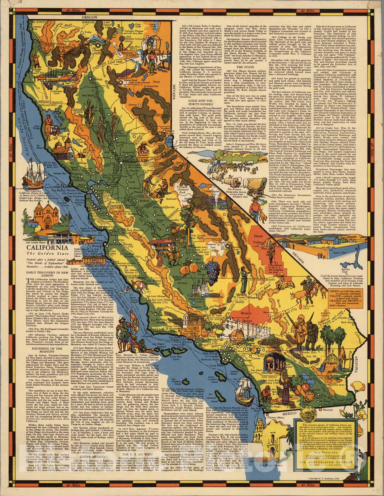 Historic Map : California, the Golden State. 1938 - Vintage Wall Art ...