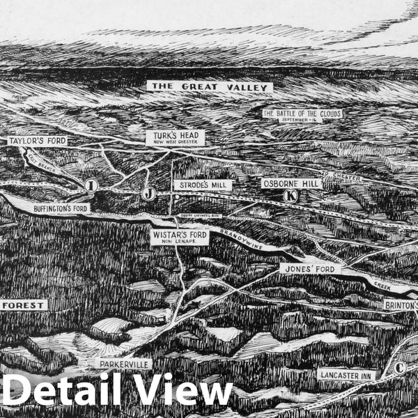 Historic Map - The battle of Brandywine September 11, 1777 - Vintage W ...