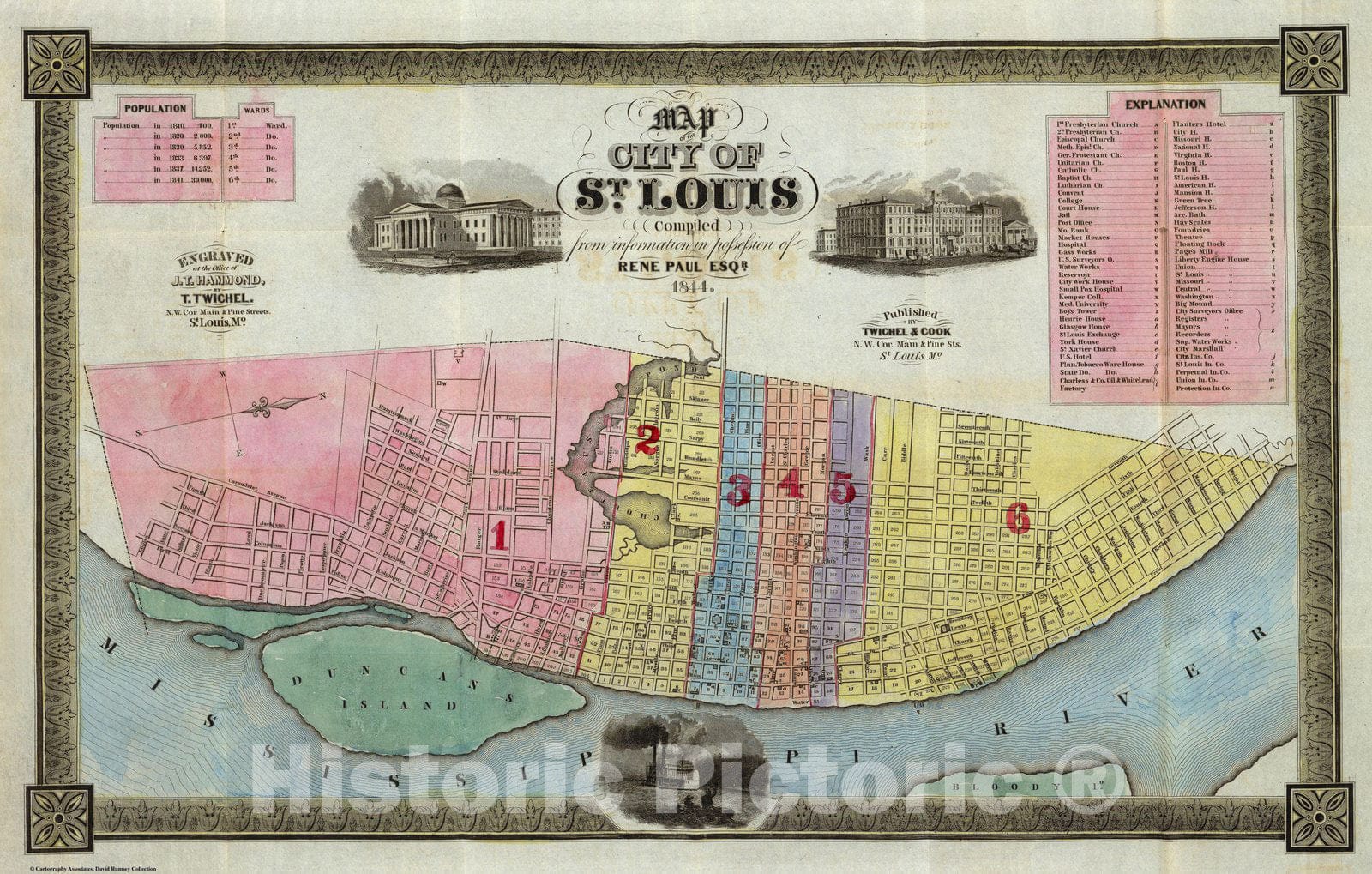 Historic Map : Map of The City of St. Louis, 1844 - Vintage Wall Art ...