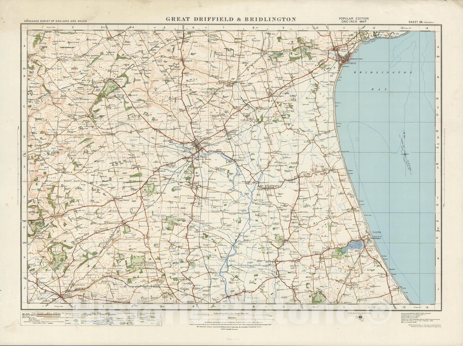 Historic Map : Sheet 28. Great Driffield & Bridlington. 1920 - Vintage – Historic Pictoric
