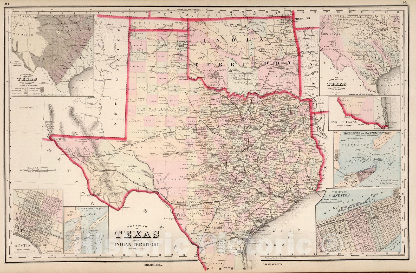 Historic Map : Texas and the Indian Territory. 1876 - Vintage Wall Art ...