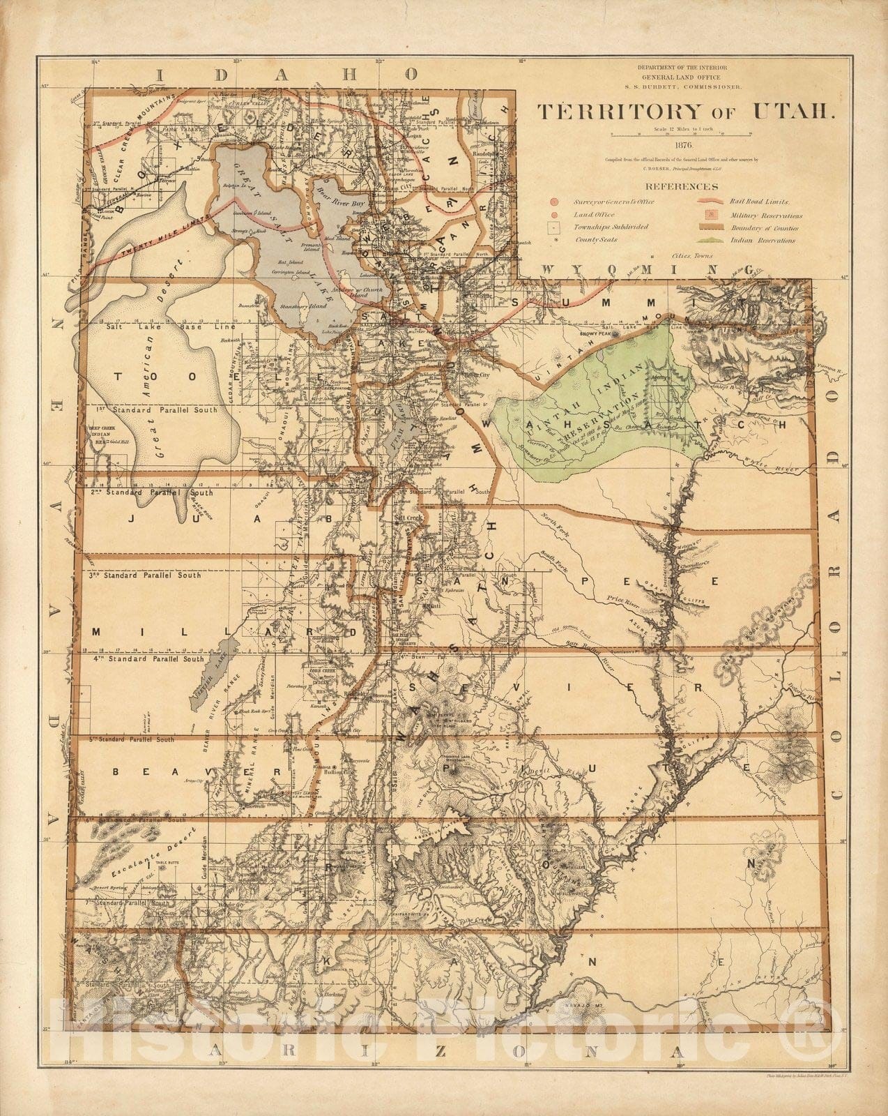 Historic Map : Territory of Utah 1876 - Vintage Wall Art – Historic ...