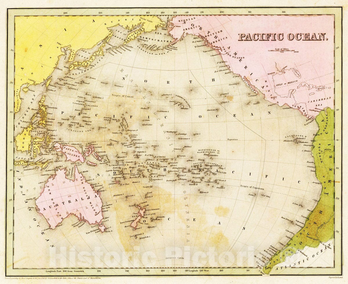 Historic Map : 1841 Pacific Ocean : Vintage Wall Art – Historic Pictoric