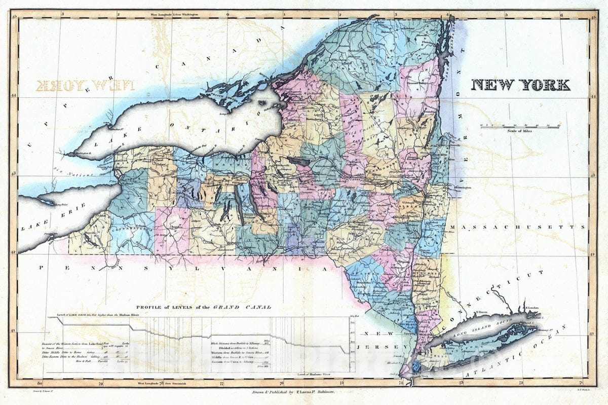 Historic Map : 1823 New York. v1 - Vintage Wall Art – Historic Pictoric